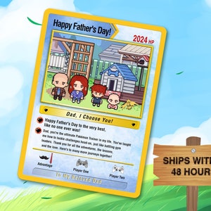 Custom Hand-painted Father's Day Pokemon Card, Father's Day Gift ...