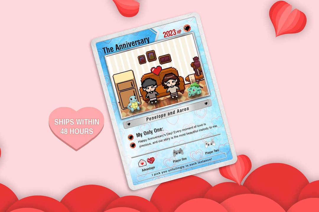 Pokemon-inspired Anniversary Card, Hand-painted Pokemon Card as ...