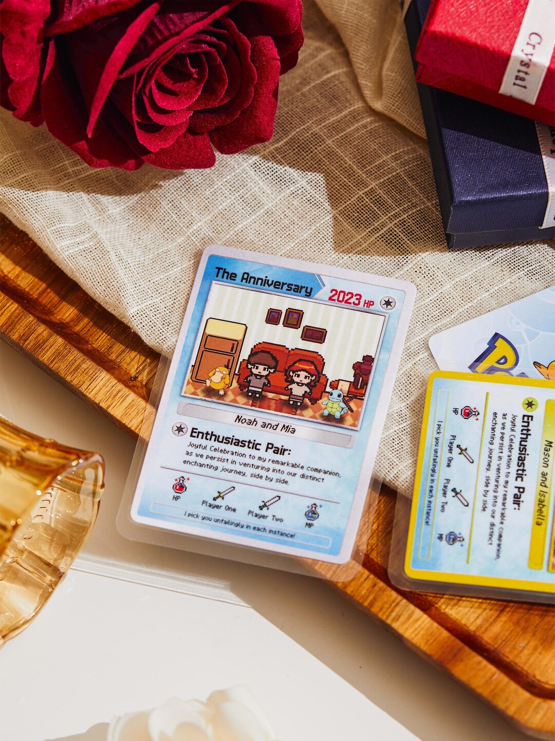 Pokemon-inspired Anniversary Card, Hand-painted Pokemon Card as ...