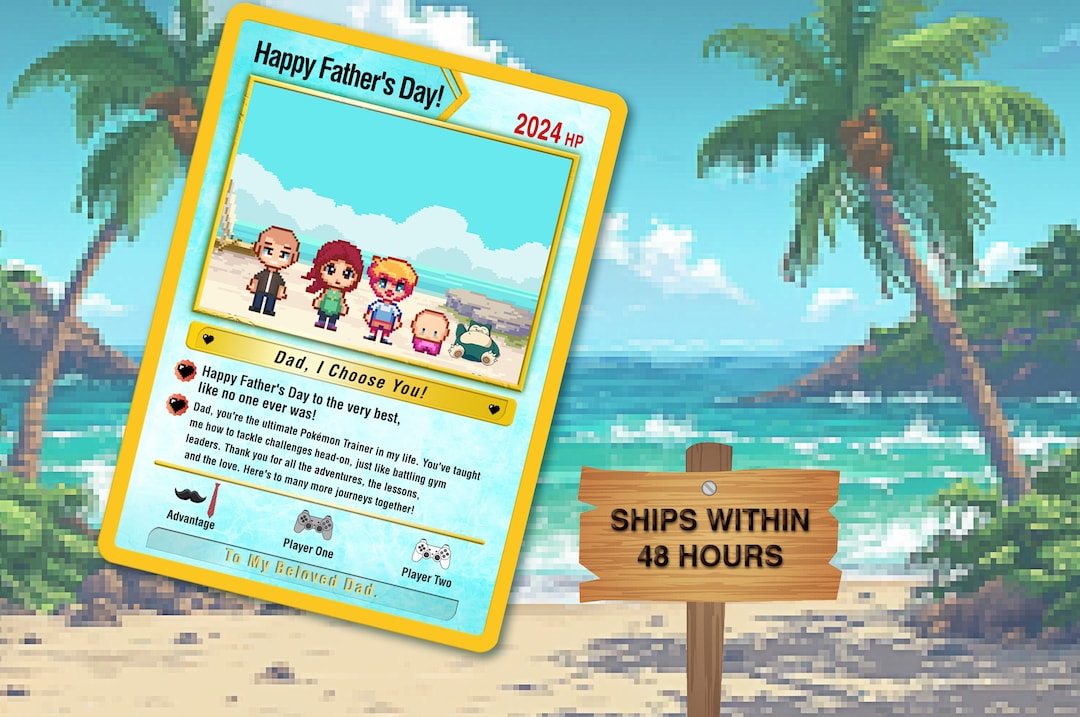 Father's Day Pokemon Card, Father's Day Gift, Custom Pokemon Card, Hand ...