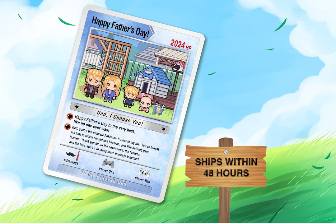 Personalized Hand-painted Father's Day Pokemon Card, Father's Day Gift ...