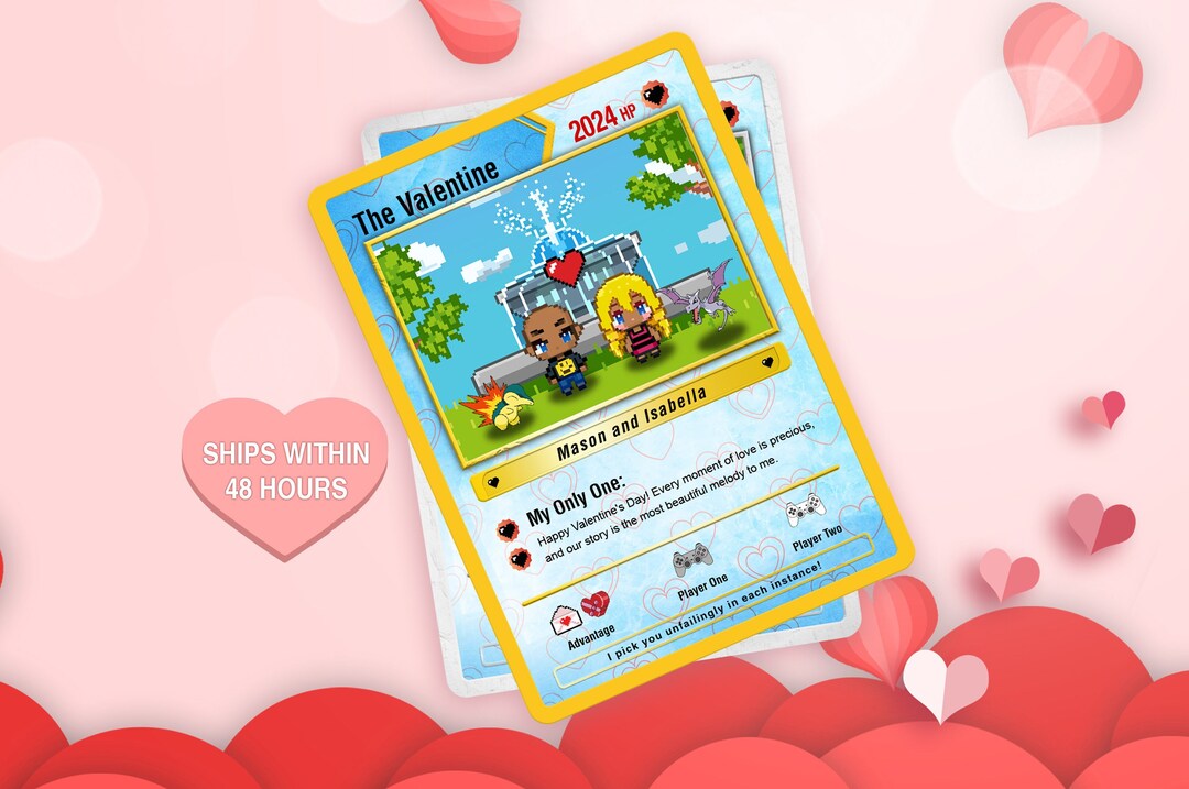 Hand-painted Pokemon-inspired Anniversary Card, Valentine Card Based on ...