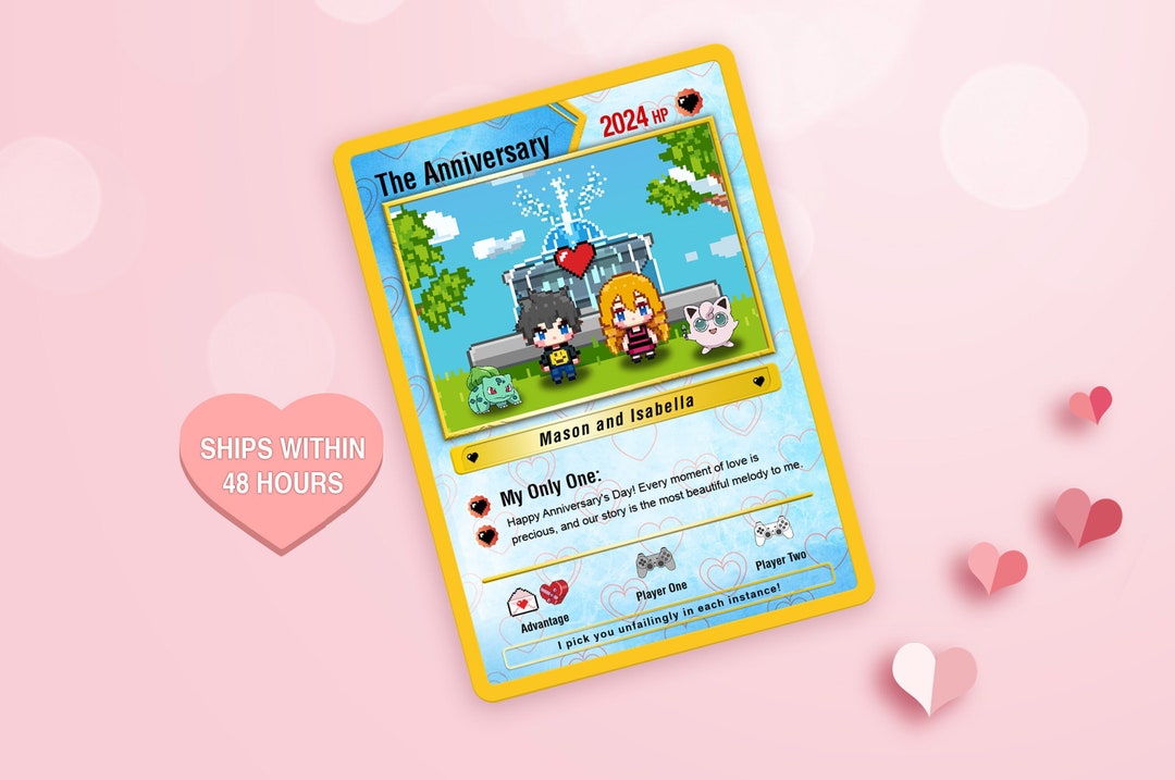 Hand Painted Commemorative Cards Based on Pokemon Designs, Valentine's ...