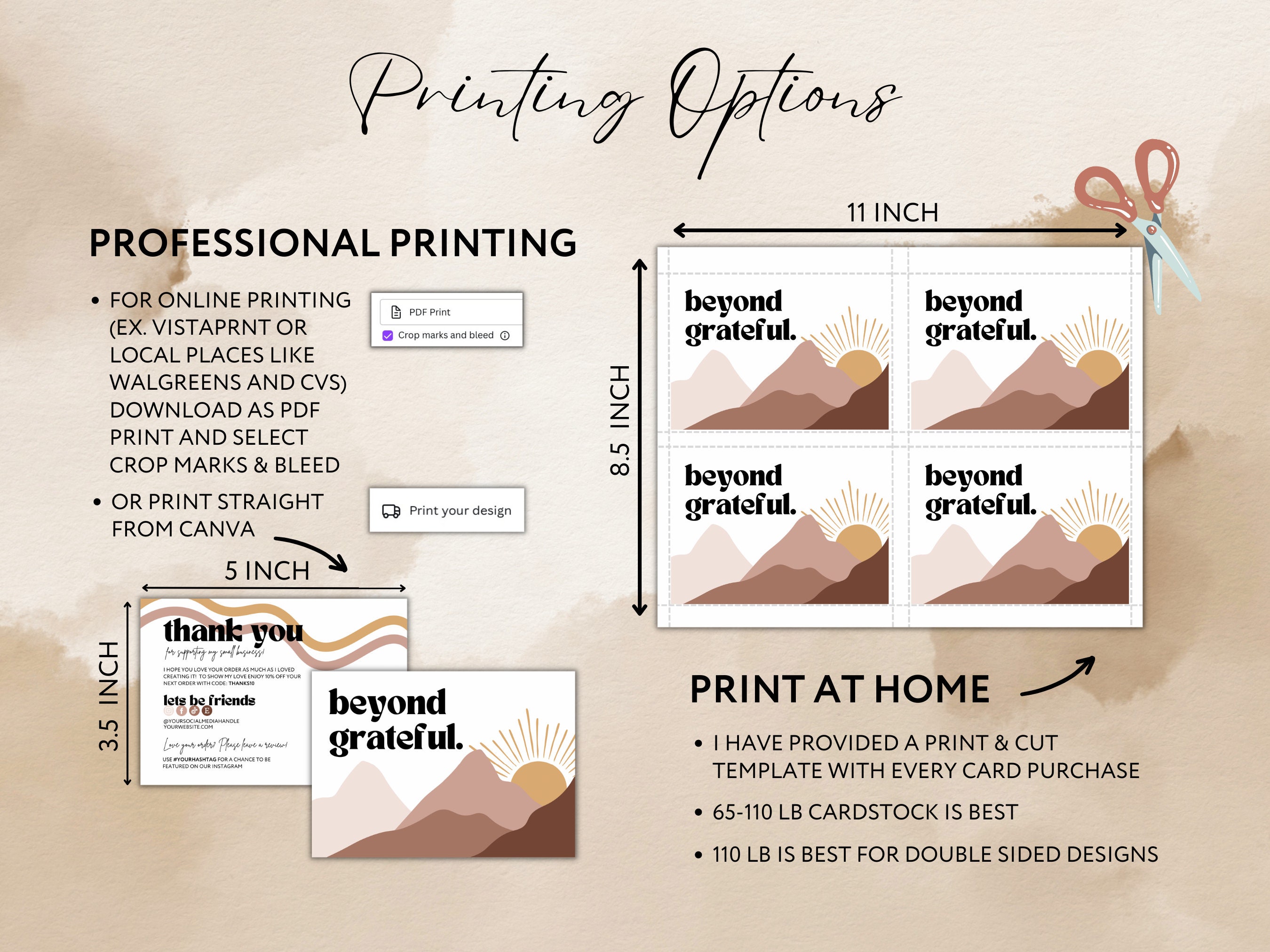 Tarjetas de agradecimiento imprimibles Plantilla empresarial - Etsy México