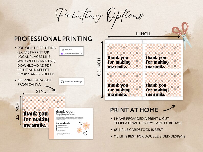 Tarjetas de agradecimiento imprimibles Plantilla empresarial Poshmark Etsy Pequeñas empresas ...