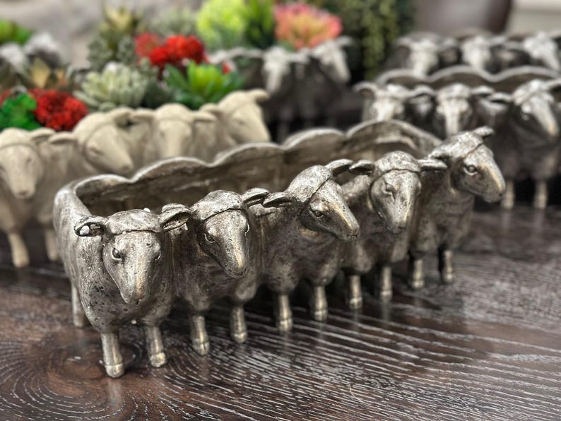Antique Sheep Planter, Silver, No Succulents, 13 X 7.5 Inch - Etsy