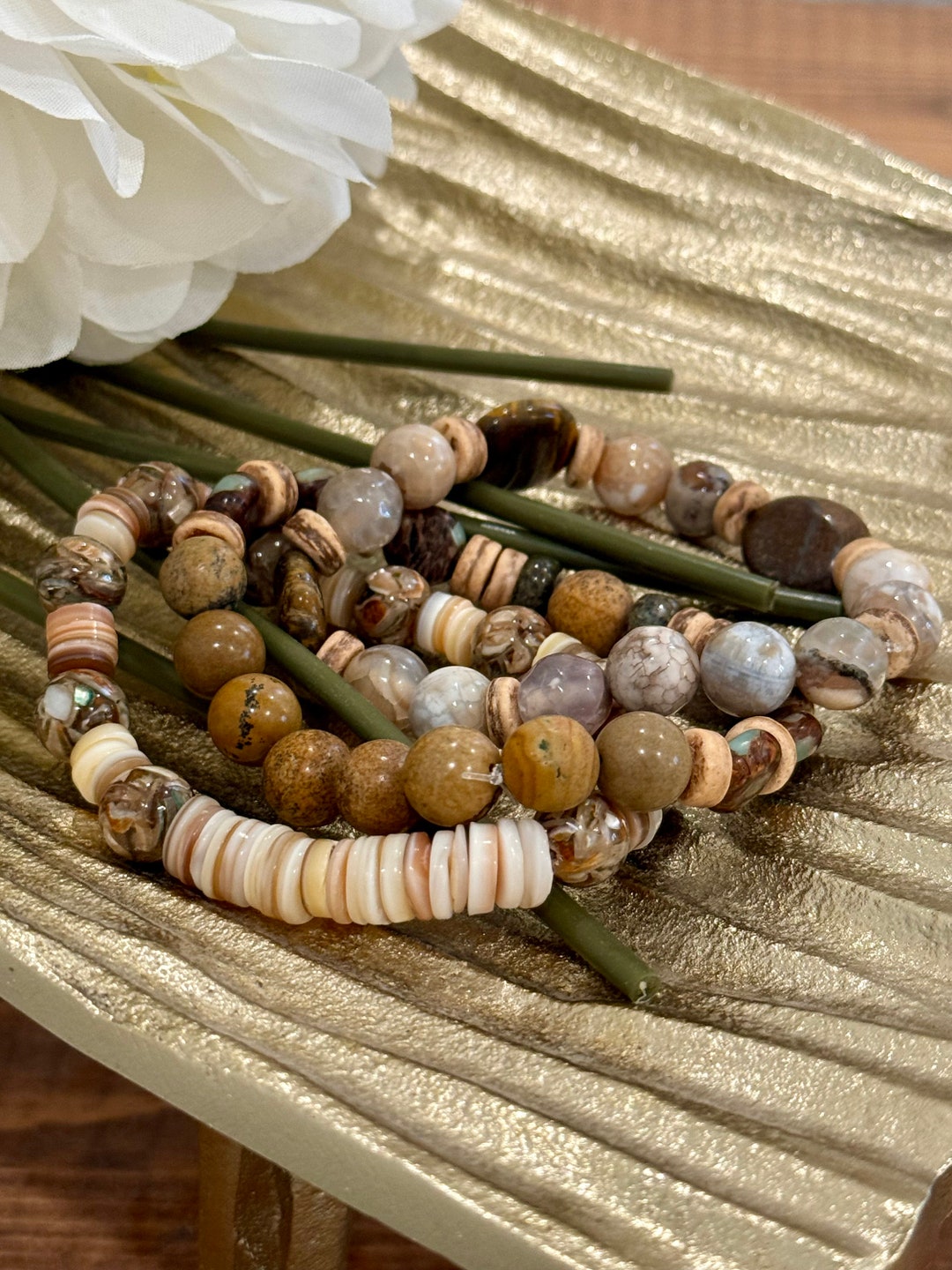 Beautifully Natural Looking Beaded Yoga Bracelets, Set of 3 - Etsy