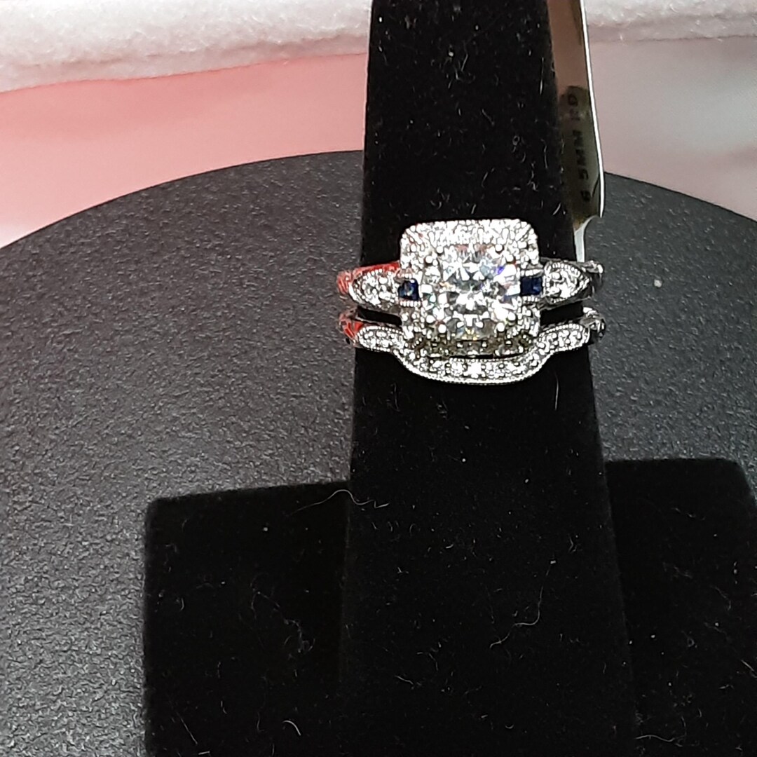 Lady's Sterling Silver 2 Piece Wedding Set Cubic Zirconia - Etsy