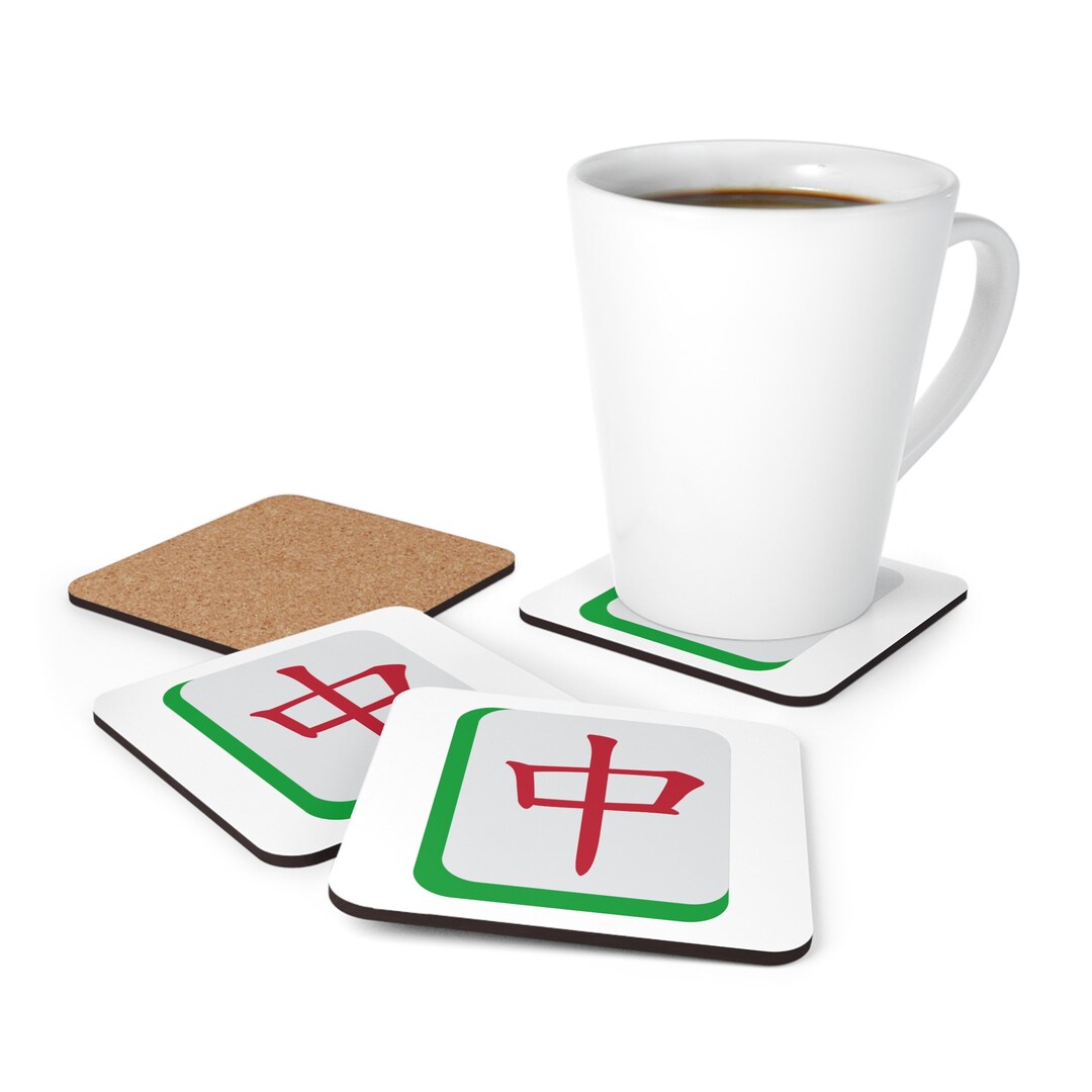 Four of a Kong: Mahjong Red Dragon Tile Coaster Set set of 4 - Etsy