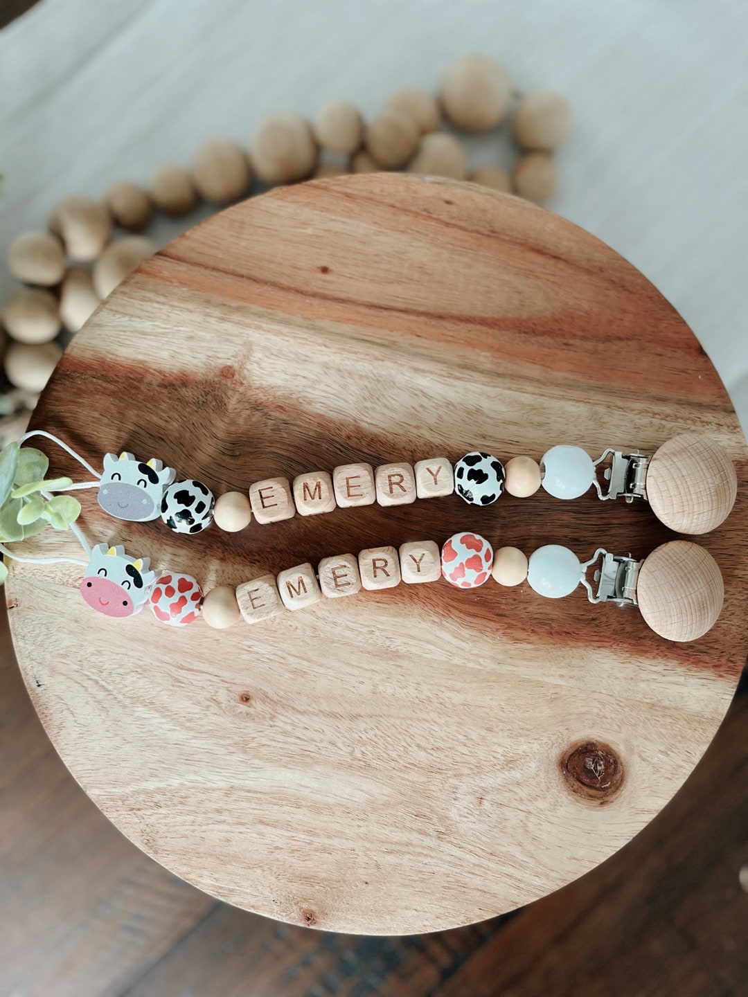 Cow Print Pacifier Clip, Custom Farm Pacifier, Animal Print Pacifier ...