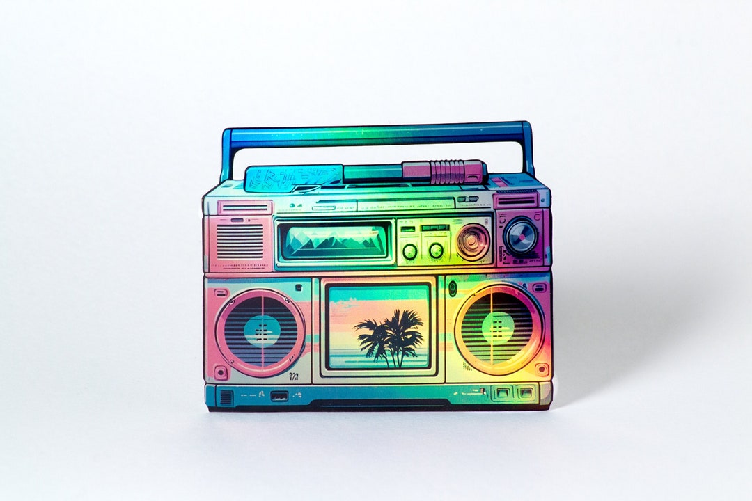Holographic Retro Stereo // Weatherproof Outdoor Sticker // Laminated ...