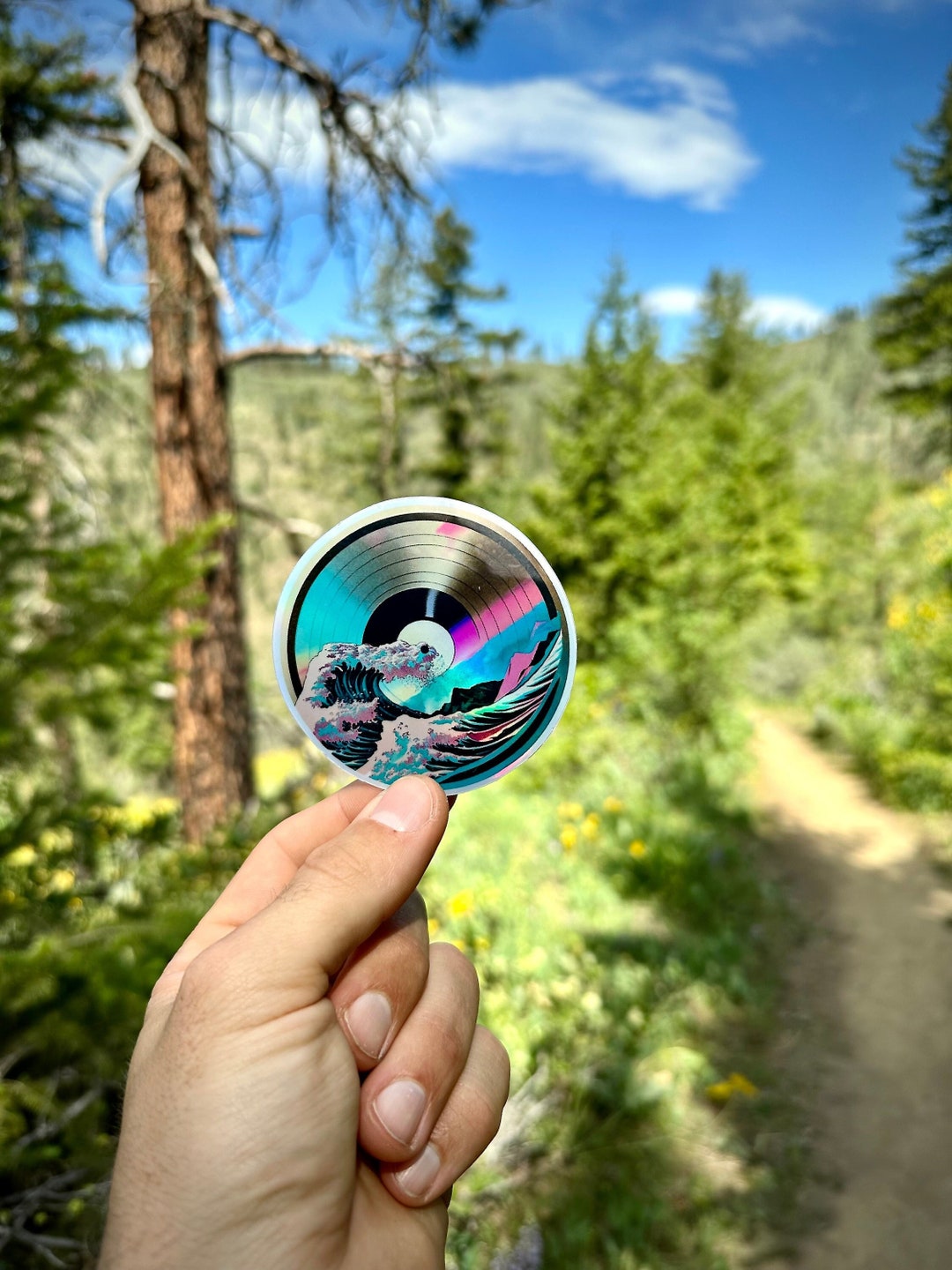 Holographic Record // Weatherproof Outdoor Sticker // - Etsy