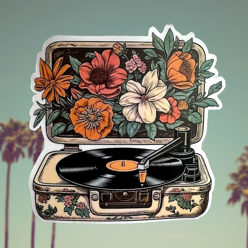 Vintage Record Player // Weatherproof Outdoor Sticker // Laminated ...