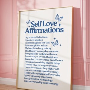 Self Love Affirmations Poster, Daily Affirmations, Positive Print ...