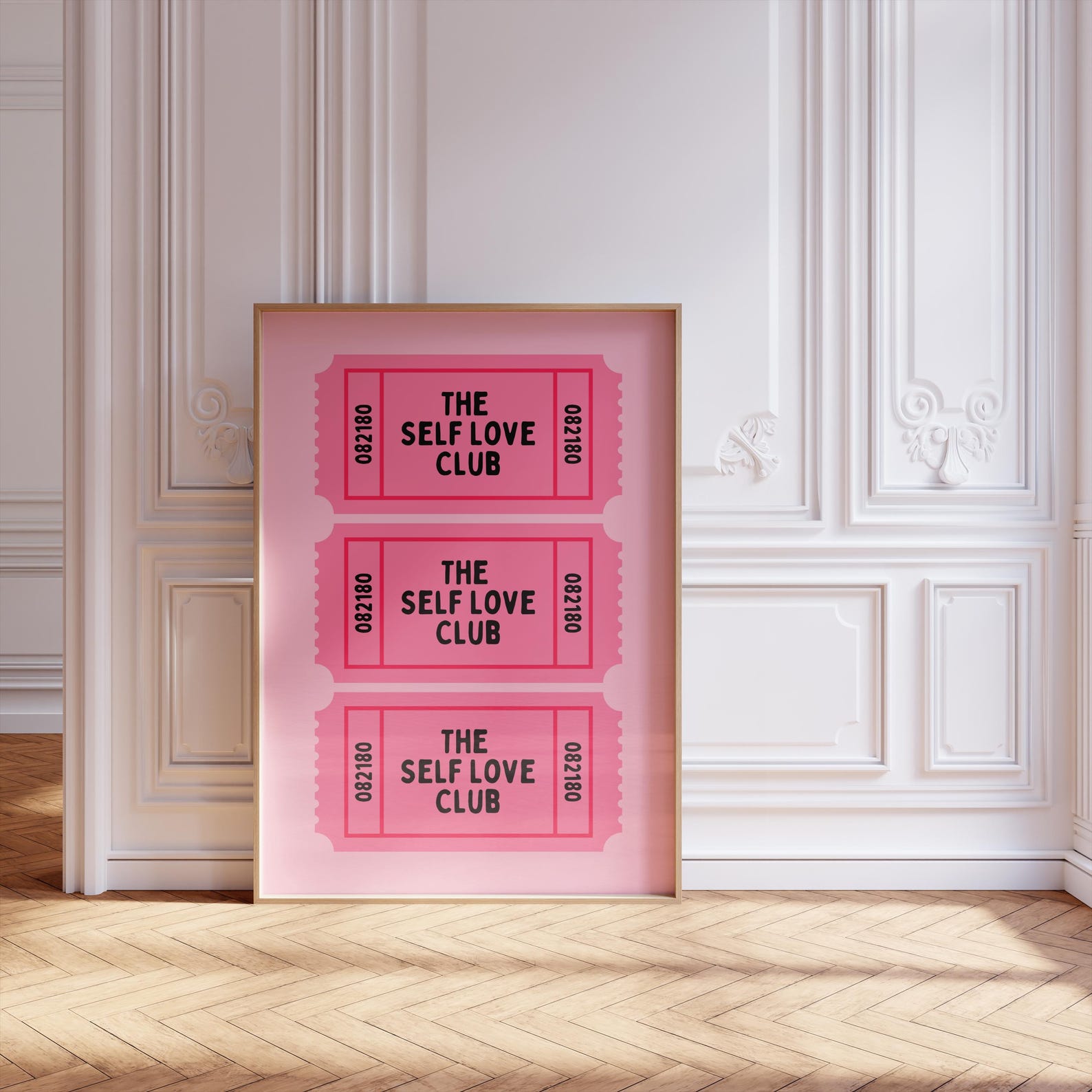 Self Love Club Ticket Printable Poster Pink Wall Art Lucky Girl Poster ...