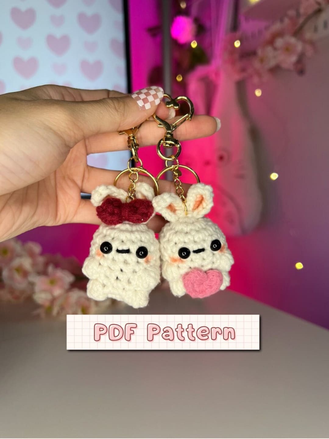 Kissing Bunny Keychains Crochet Pattern | Magnetic Bunnies Keychain ...