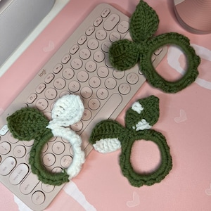 Crochet Sprout Hair Ties Handmade Leaf Scrunchies Cute - Etsy