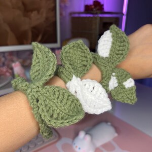Crochet Sprout Hair Ties Handmade Leaf Scrunchies Cute - Etsy