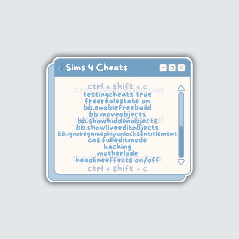 Sims 4 Cheat List Sticker Sims 4 Cheat Sticker Sims Sticker Video Game ...