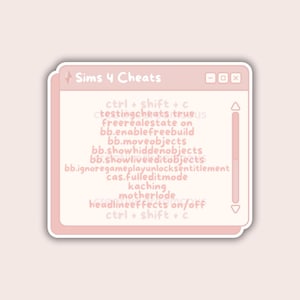 Pink Sims 4 Cheat List Sticker | Sims 4 Cheat Sticker | Sims Sticker ...