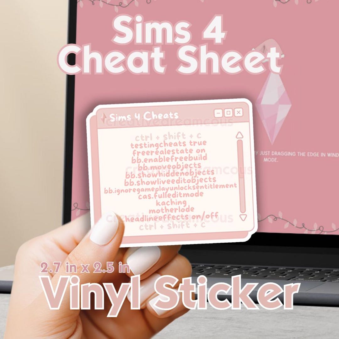 Pink Sims 4 Cheat List Sticker | Sims 4 Cheat Sticker | Sims Sticker | Video Game Sticker | Sims ...