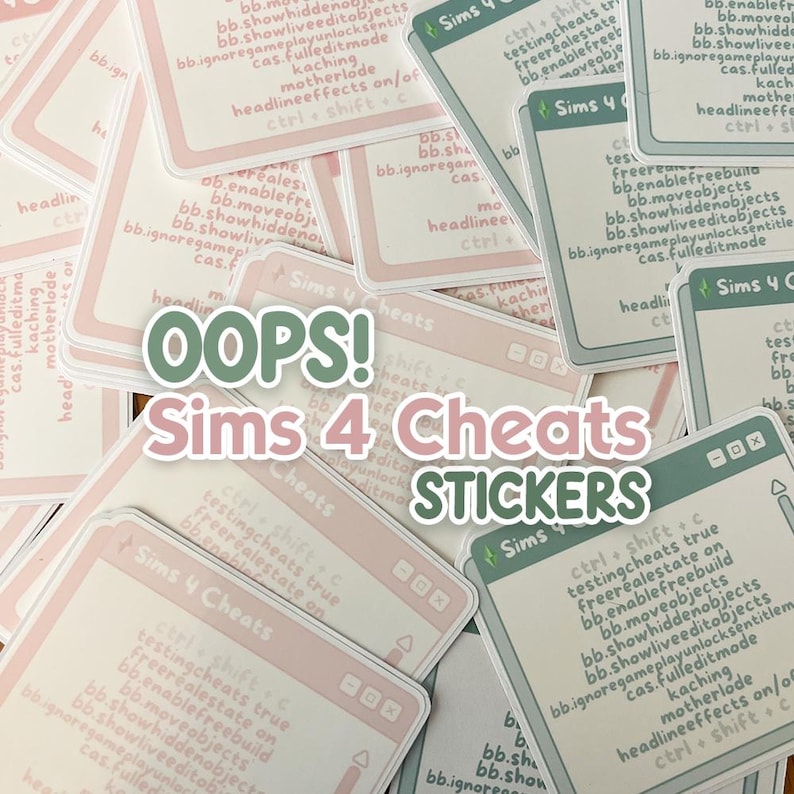 Sims 4 Cheat List Sticker | Sims 4 Cheat Oops Sticker | Sims Sticker ...