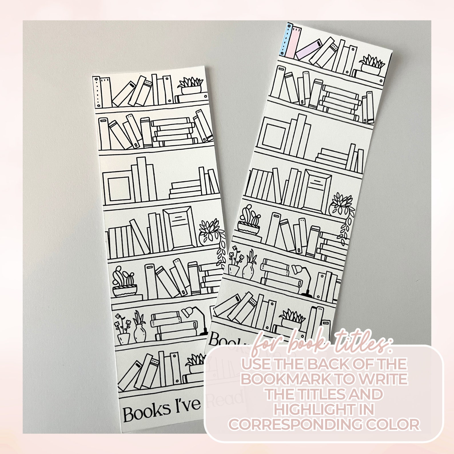 Book Tracking Bookmark Bookshelf Bookmark Coloring Bookmark Book ...