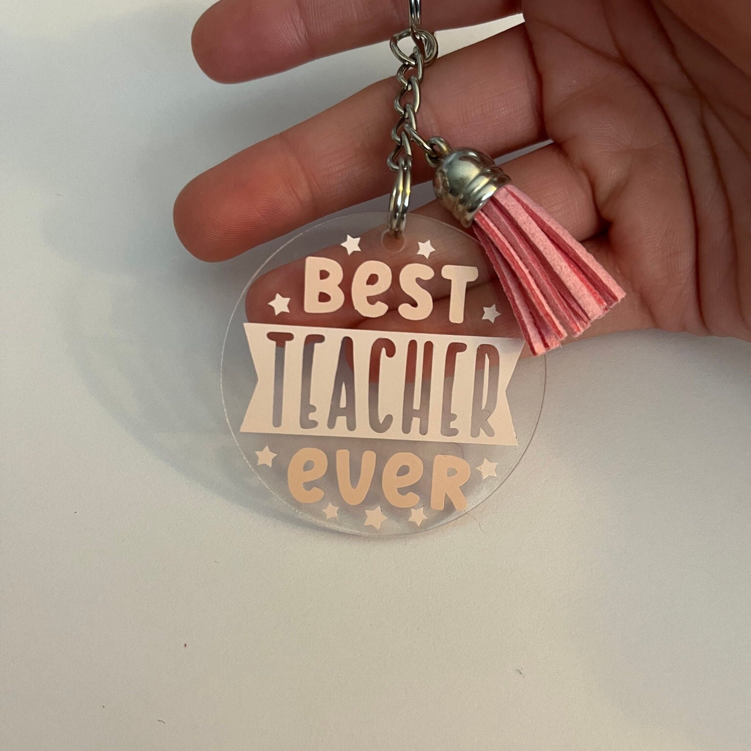 Best Teacher Acrylic Keychain Vinyl Acrylic Keychain Cute Keychain ...