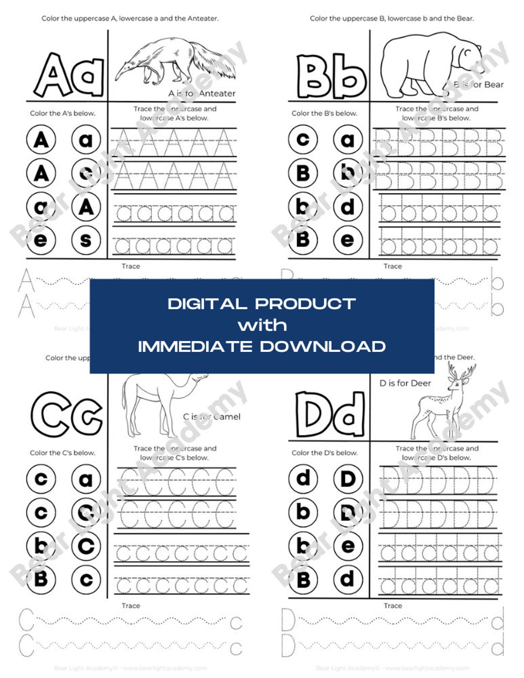 A-Z Printable Worksheet Bundle, Homeschool, Letter Tracing, Pre-k ...
