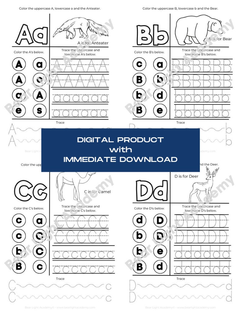 A-Z Printable Worksheet Bundle, Homeschool, Letter Tracing, Pre-k ...