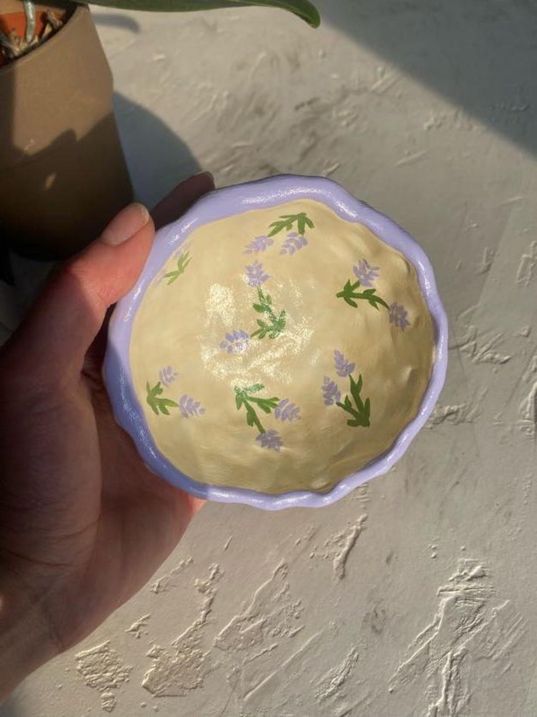 Lavender Clay Jewelry Dish, Floral Trinket Tray, Homemade Ceramic Bowl ...
