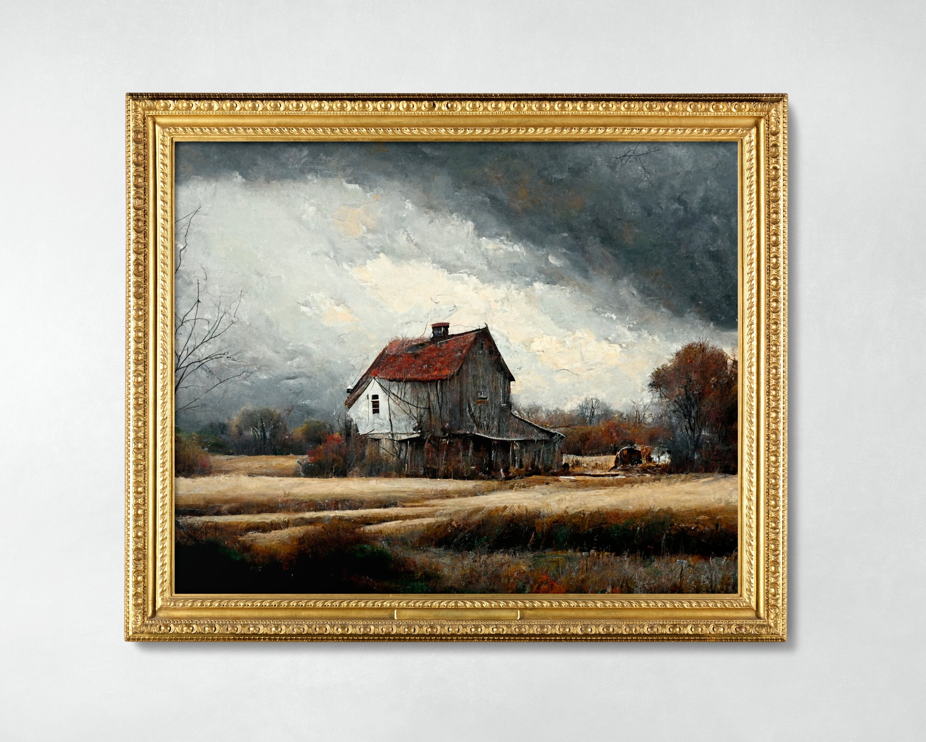Dark and Moody Barn Oil Painting Print Rustic Vintage Barn - Etsy
