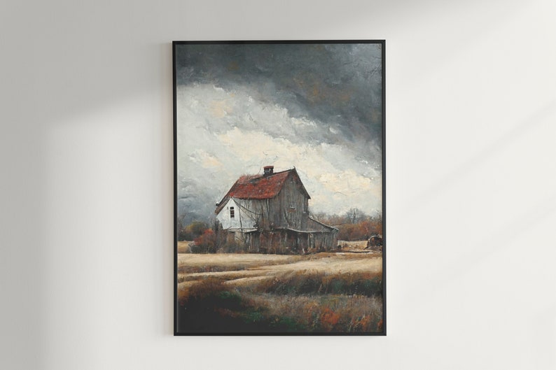 Dark and Moody Barn Oil Painting Print Rustic Vintage Barn - Etsy