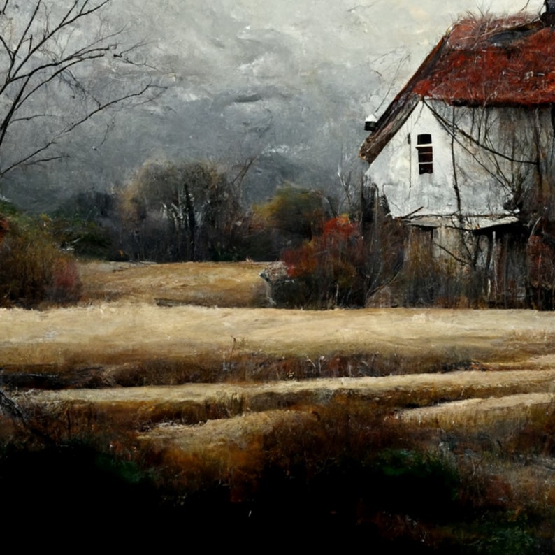 Dark and Moody Barn Oil Painting Print Rustic Vintage Barn - Etsy