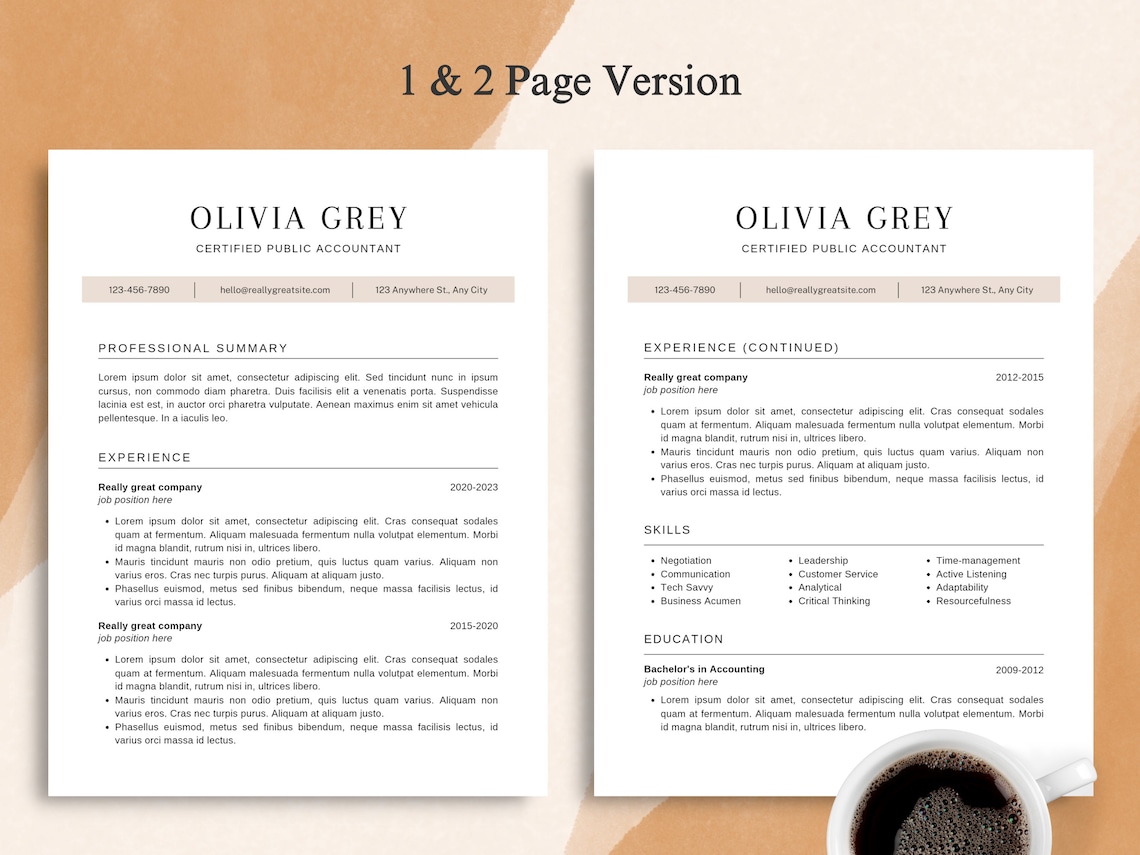 Clean, Executive Resume Template 2023, Modern CEO Resume Template for ...