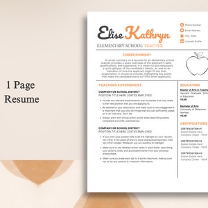 Elementary School Teacher Resume Template, School Teacher CV Template ...