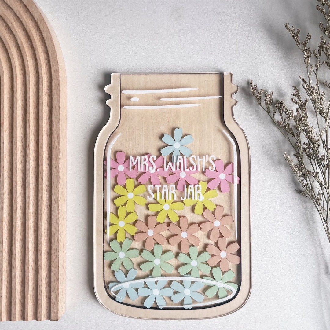 Daisy Flower Reward Jar, Personalized Magnetic Reward Jar, Classroom ...