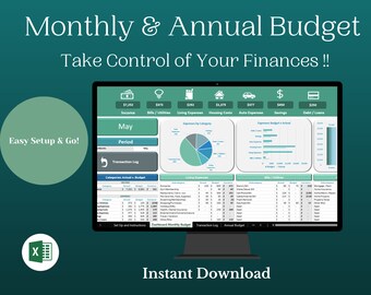 Monthly Budget Template for EXCEL/ NUMBERS/ (Instant Download) - Etsy