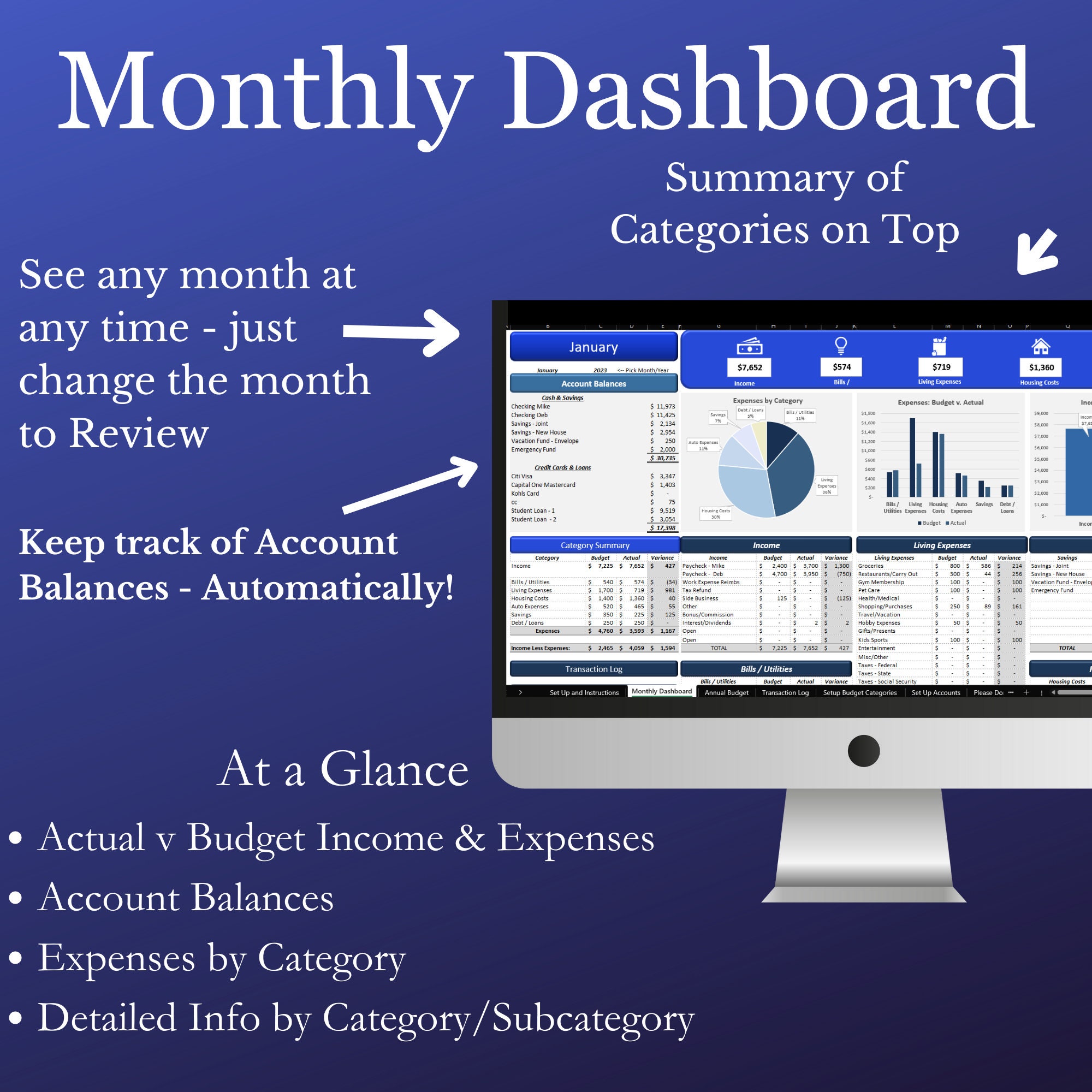 Personal Finance System - Monthly & Annual Budget Template - Etsy
