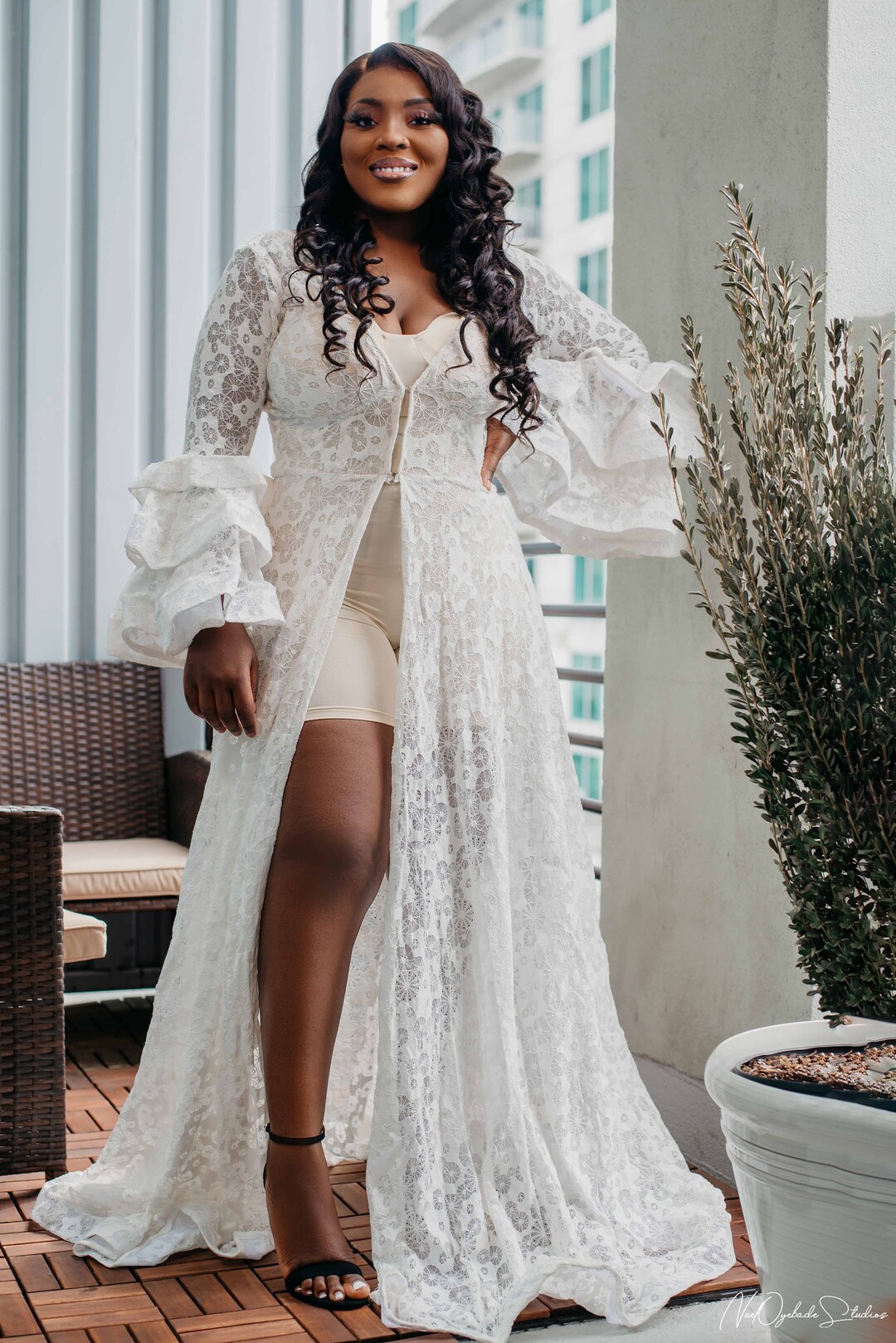 Bridal Robe, Floral Bridal Robe, Luxury Robe for Weddings, Ruffle ...