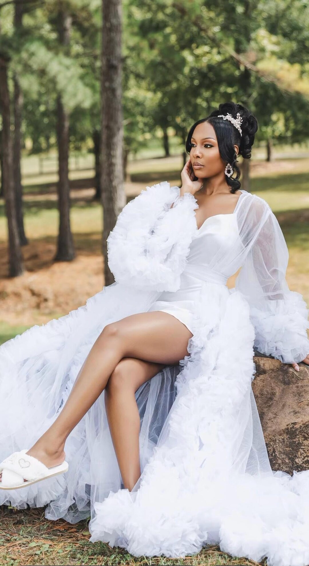 Bridal Robe With Tulle, Long Bridal Robe, Sheer Wedding Robes, Bridal ...