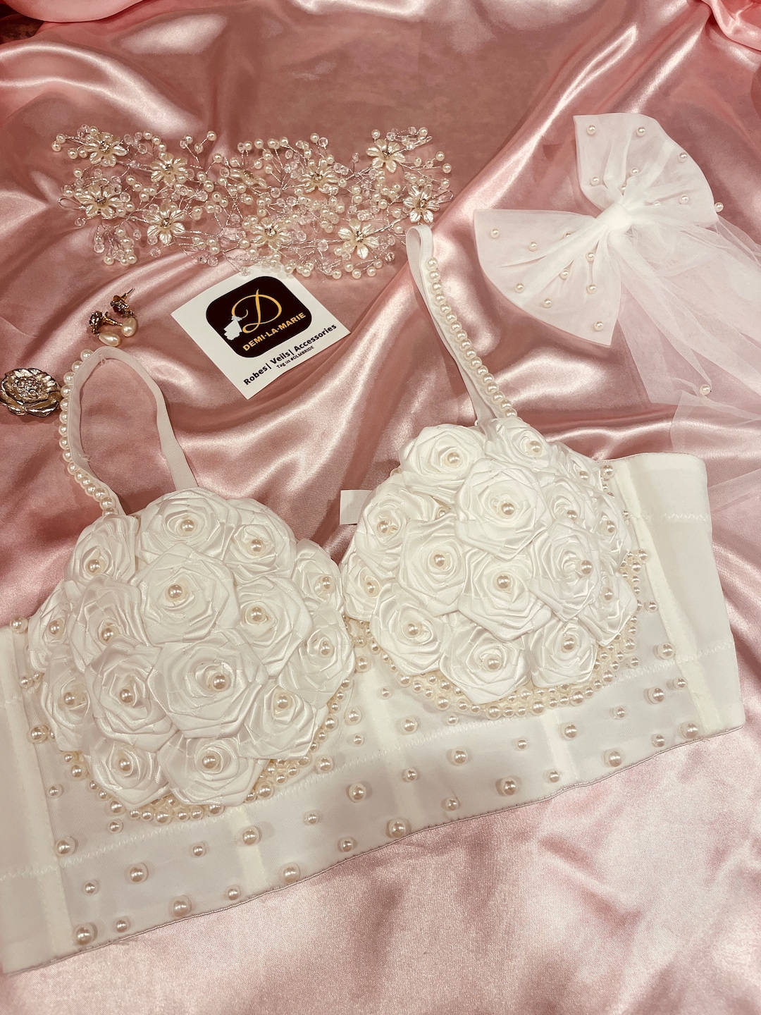 Pearl Bustier for Brides, Luxury Bridal Lingerie, Personalized Gift for ...