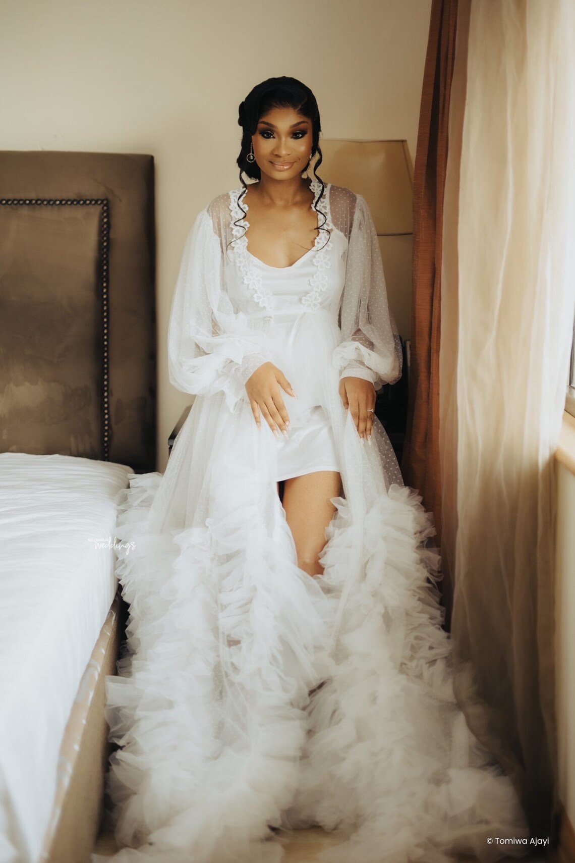 Bridal Robe, Luxury Ruffle Robe, Long Bridal Robe, Robe for Weddings ...