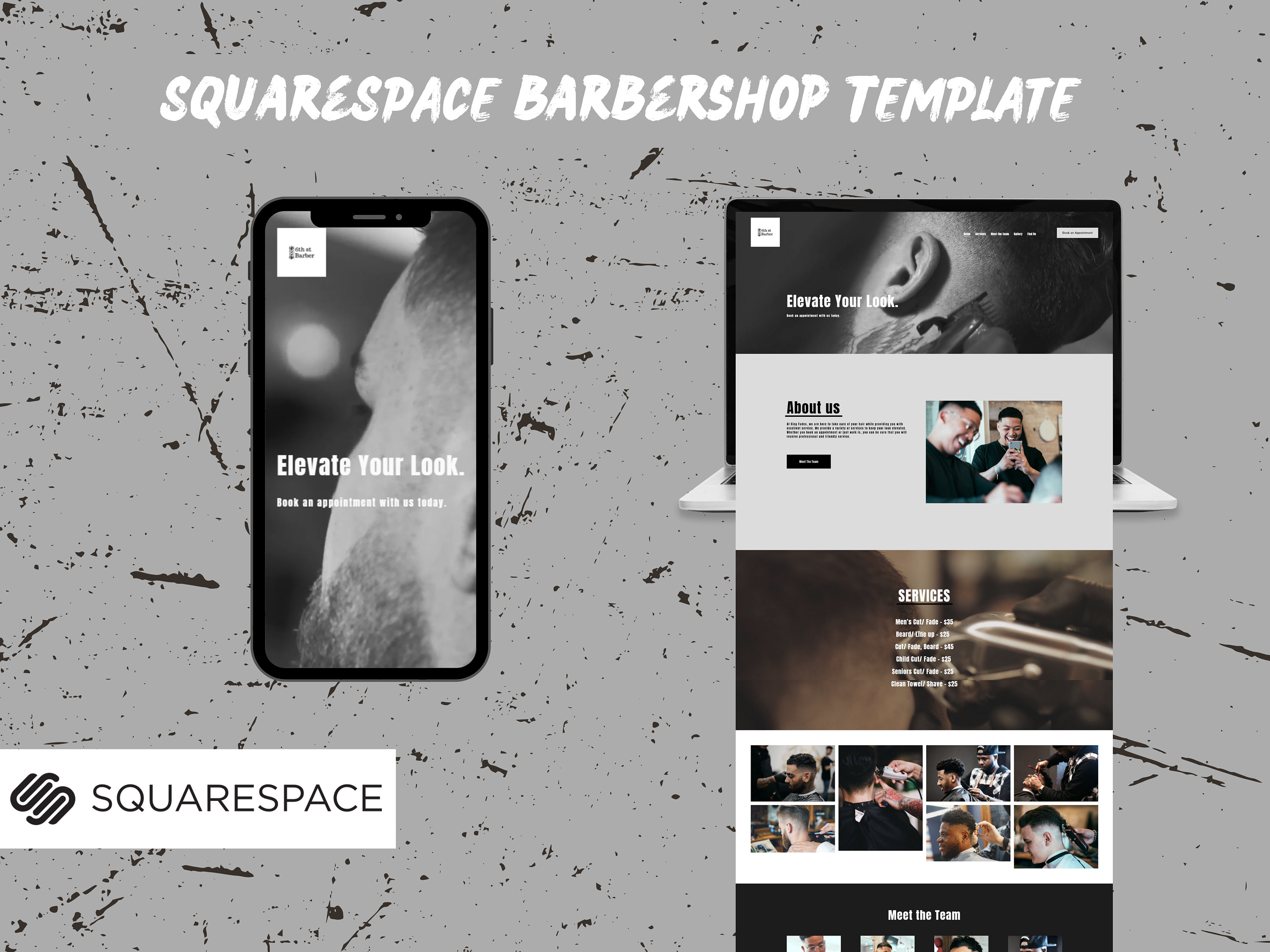 Squarespace Barbershop Template Tier II. Modern Classic Barber Shop ...