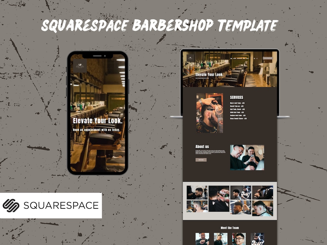 Squarespace Barbershop Template: Modern Classic Website Design (digital ...