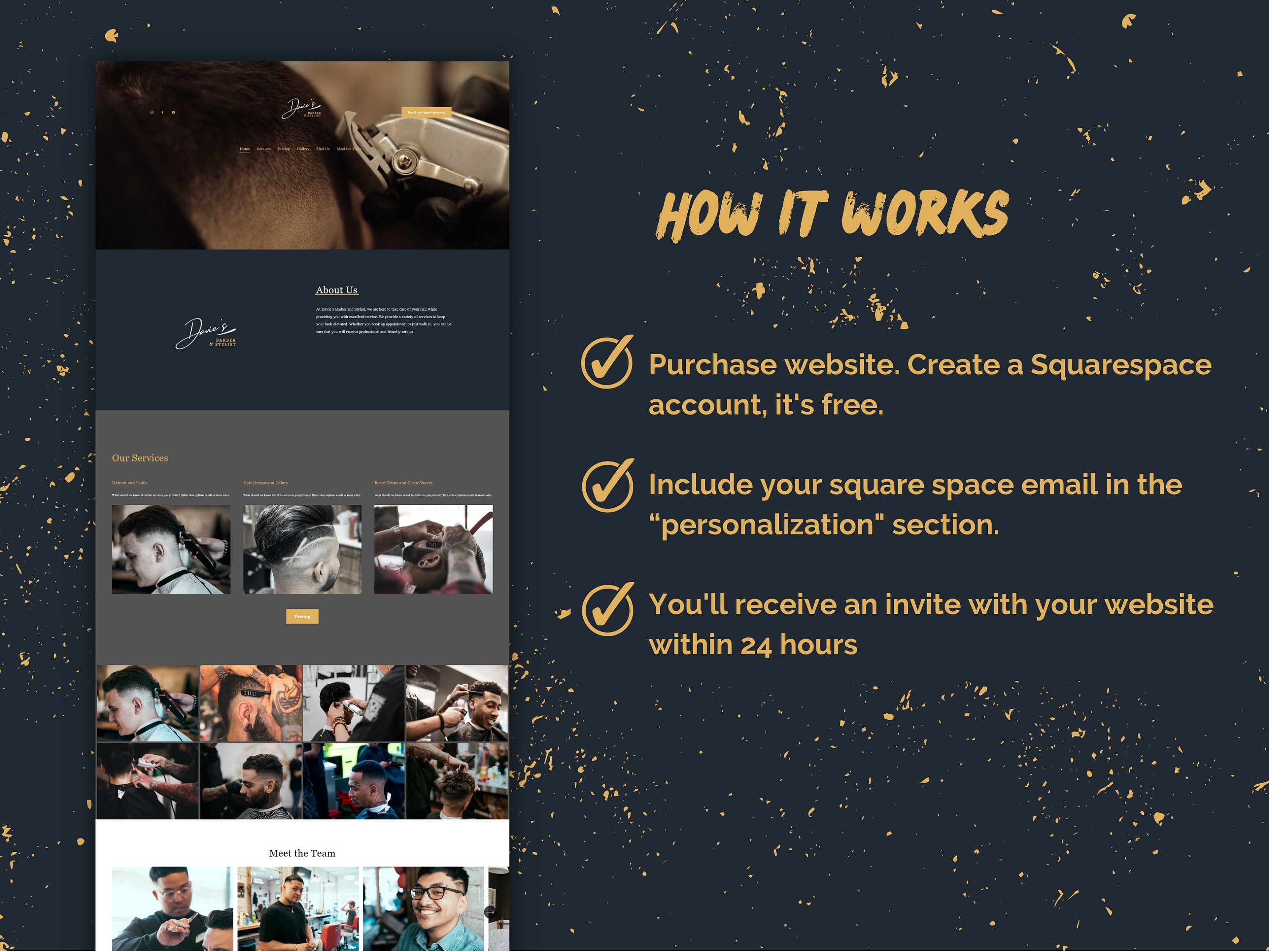 Squarespace Barbershop Template DELUXE. Modern Classic Barber Shop ...