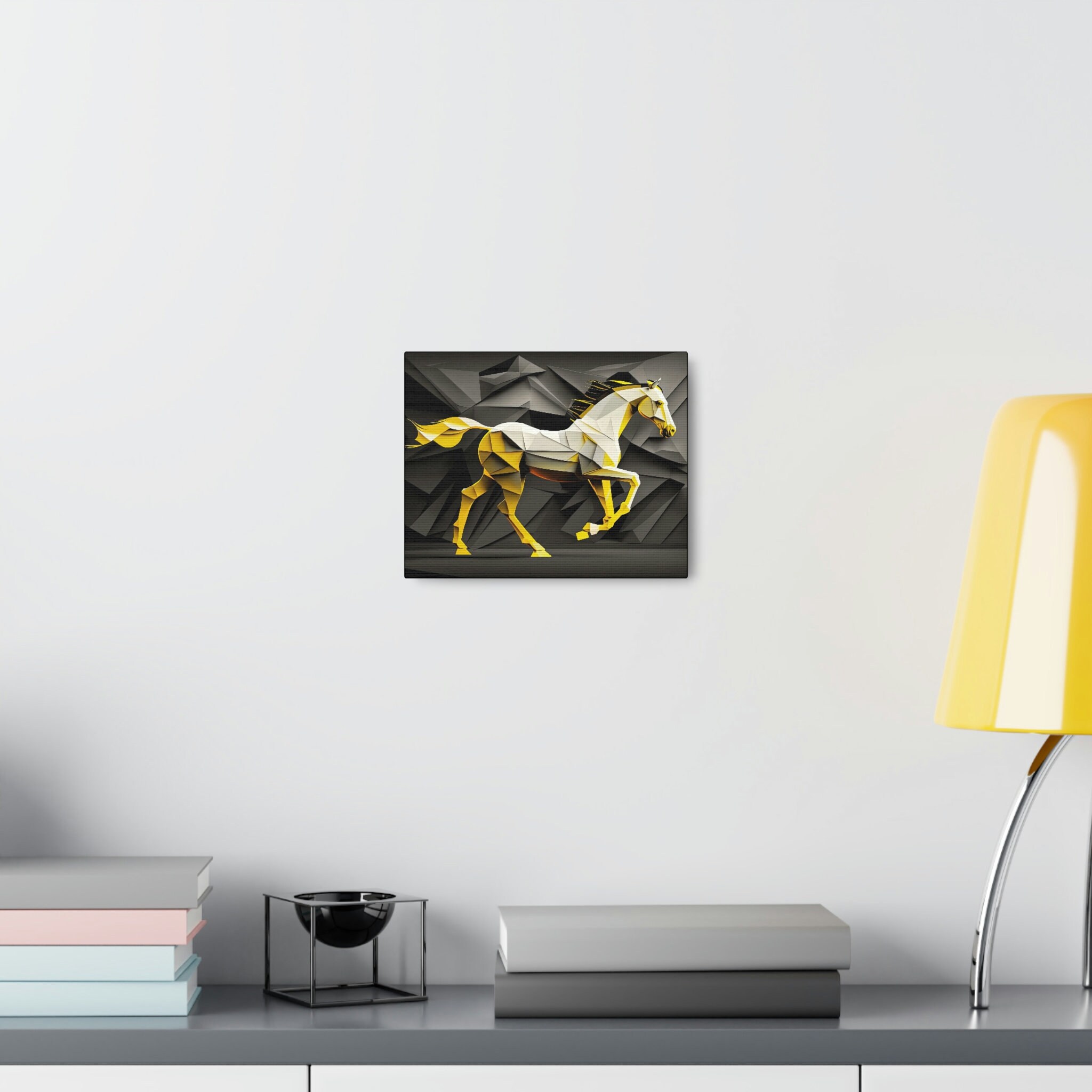 Prancing Horse Cubism Art, Gold, Black and White, Canvas Wall Art - Etsy