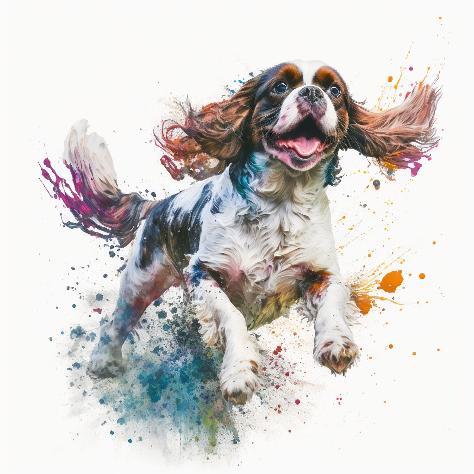 Cavalier King Charles Spaniel, Watercolour, Digital Download, AI Art ...