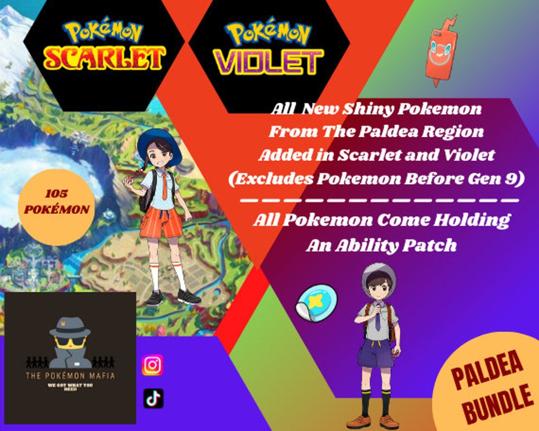 Pokemon Scarlet and Violet Shiny Paldea Pokedex Bundle all 105 New ...