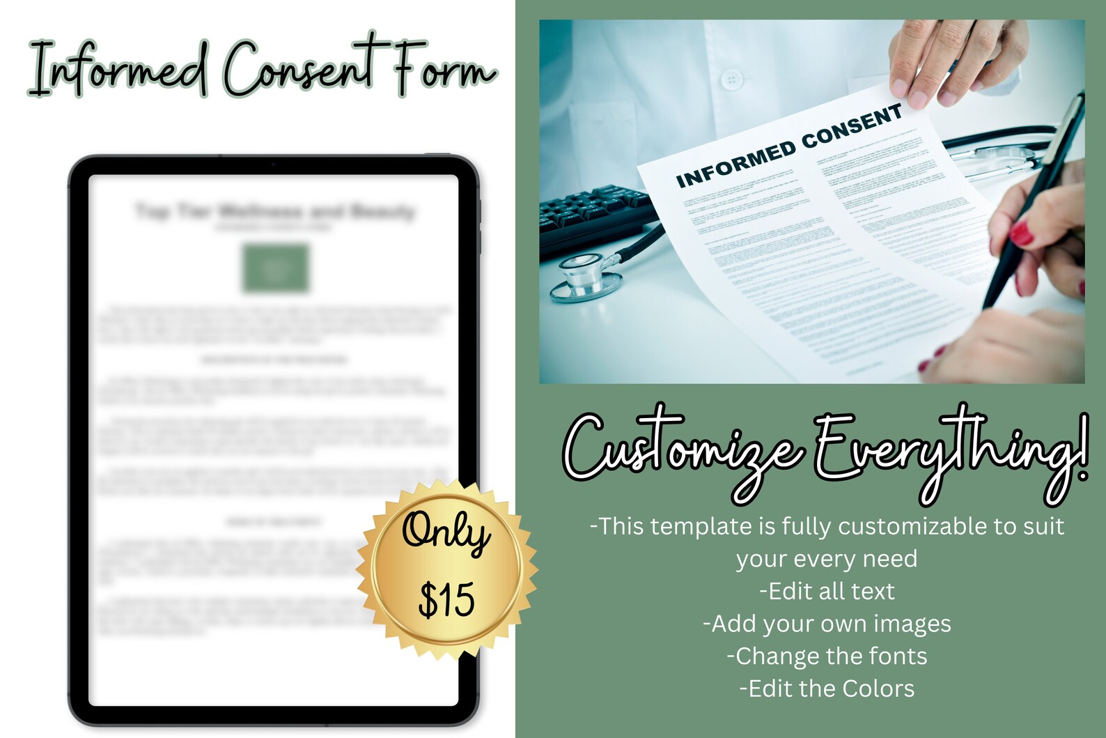 Informed Consent Form Template - Etsy